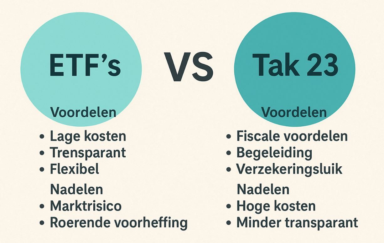 ETF's versus Tak 23: wat zijn de voor- en nadelen van beide beleggingen? - Beleggen for Dummies